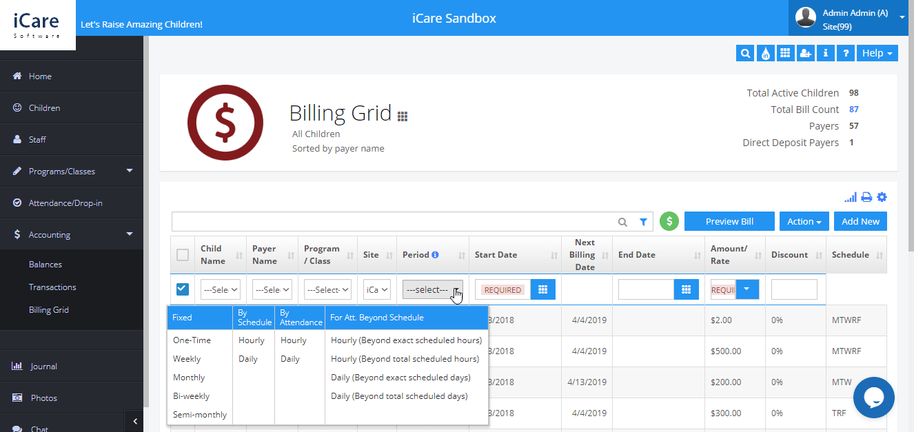 Types Of Billing ICare Childcare Management Software