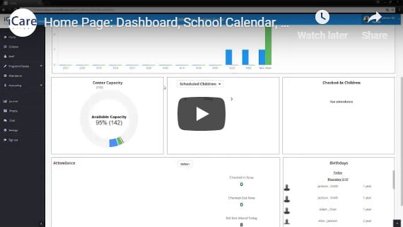 Dashboard-School-Calendar-and-Alerts - iCare Childcare Software