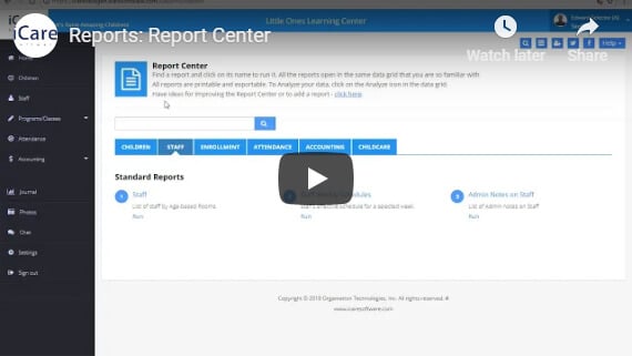 Report-Center - iCare Childcare Software
